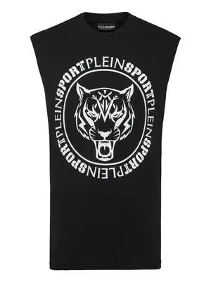 PLEIN SPORT Sleeveless T-shirt With Graphic - ""0201 Black / White""